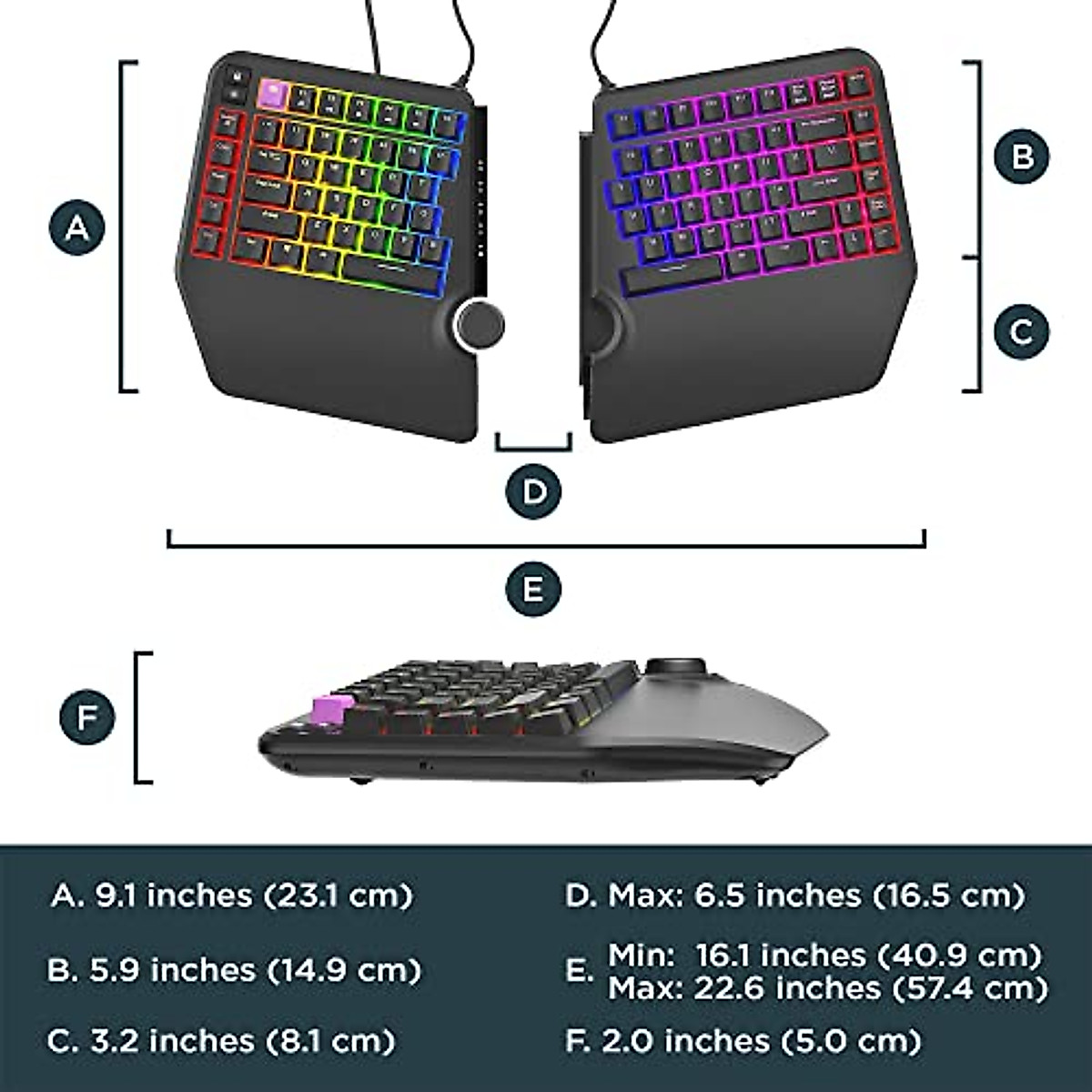 Cloud Nine ErgoTKL Ergonomic Tenkeyless Mechanical Keyboard for PC – Kailh White – TKL RGB Backlit Ergo Split Key Board