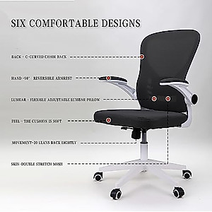 Desk Chair Ergonomic Office Chair Breathable Mesh Chair High-Back Computer Chair with Adjustable Height Headrest Flip-Up Arms and Lumbar Support Executive Rolling Swivel Black