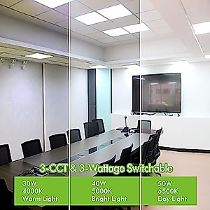 hykolity 2x2 FT LED Flat Panel Troffer Light, 30/40/50W, CCT Selectable 4000K/5000K/6500K Drop Ceiling Office Lights, 115LM/W, 0-10V Dimmable Ultra Slim Recessed Back-lit Fixture, ETL 6 Pack