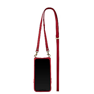 Vaultskin Victoria Crossbody iPhone Leather Wallet Case, Fashionable Bumper for Cards and Cash - Holds up to 8 Cards (iPhone SE (2 & 3 Gen), 6/7 / 8, Red, Leather Strap)