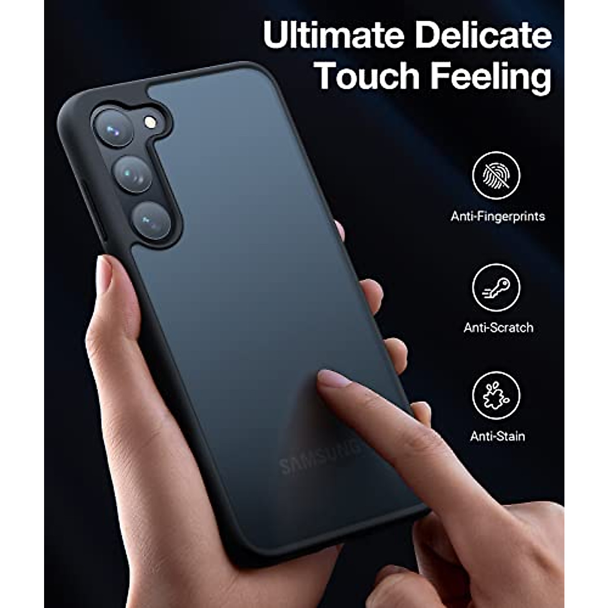 TORRAS Shockproof for Samsung Galaxy S23 Plus Case, (Military Grade Drop Tested) Translucent Slim Protective Matte Hard Back Cover Phone Case for Samsung S23 Plus Case 5G Guardian,Black