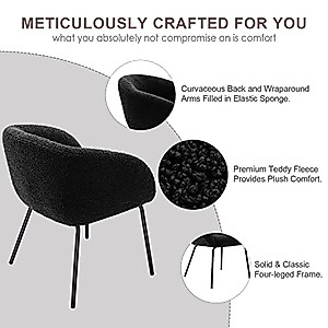 Zesthouse Mid Century Dining Chairs Barrel Chairs Set of 2, Sherpa Accent Chairs for Living Room Bedroom, Upholstered Kitchen & Dining Room Chairs with Metal Legs,Comfy Leisure Sofa Chairs