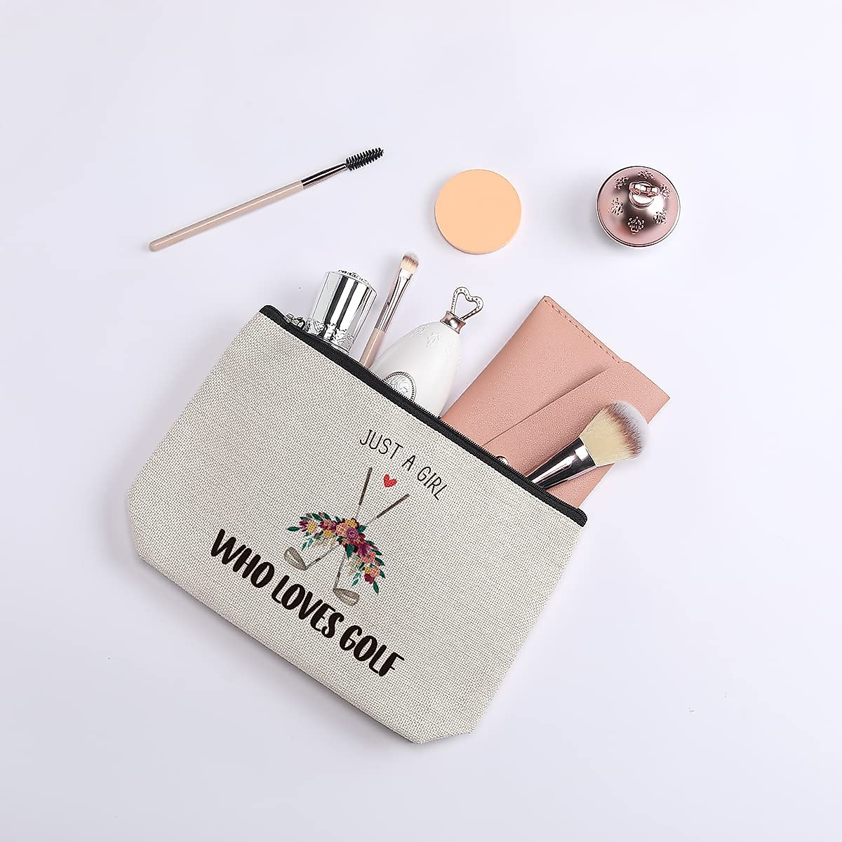 Golf Gifts Makeup Bag Golf Team Gifts for Golf Lover, Inspirational Gifts for Women Sports Enthusiasts Golfer, Friendship Birthday Gifts for Her Female Friend - Just a Girl Who Loves Golf