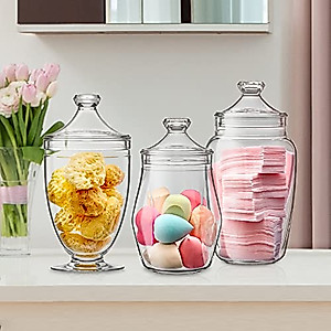 Amazing Abby - Enchant - Acrylic Apothecary Jars (3-Piece Set), Plastic Jars with Lids, Bathroom Canisters, Vanity Organizers, Candy Buffet, Wedding Display, BPA-Free and Shatter-Proof