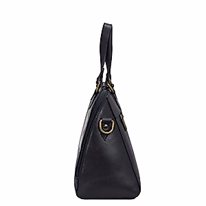 Anuschka Women's Hand Painted Genuine Vegetable Tanned Leather Wide Organizer Satchel - Hummingbird Black