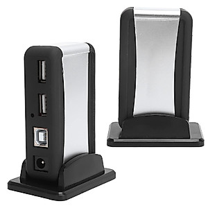 Kafuty-1 7 Ports USB Hub 2.0 Hub, USB 480 Mbps High‑Speed Extender Data Hub Splitter, with Power Supply, for PC, Laptop, Desktop, Windows Vista/XP/Me/ 2000/98, etc(US)