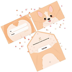 Make It Mine PopBox, The Original Explosion Confetti Pop Up Corgi Birthday Greeting Card For Children With Two 3D Popup Image Cubes - Kids Exploding Birthday Popup Card