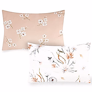 CARUILI Toddler Pillowcase 2 Pack, Fits 13"x 18" or 14"x19" Kids Pillow, Silky Soft & Breathable Envelope Closure Kids Pillowcases Cover Set for Sleeping, Travel, Wildflower