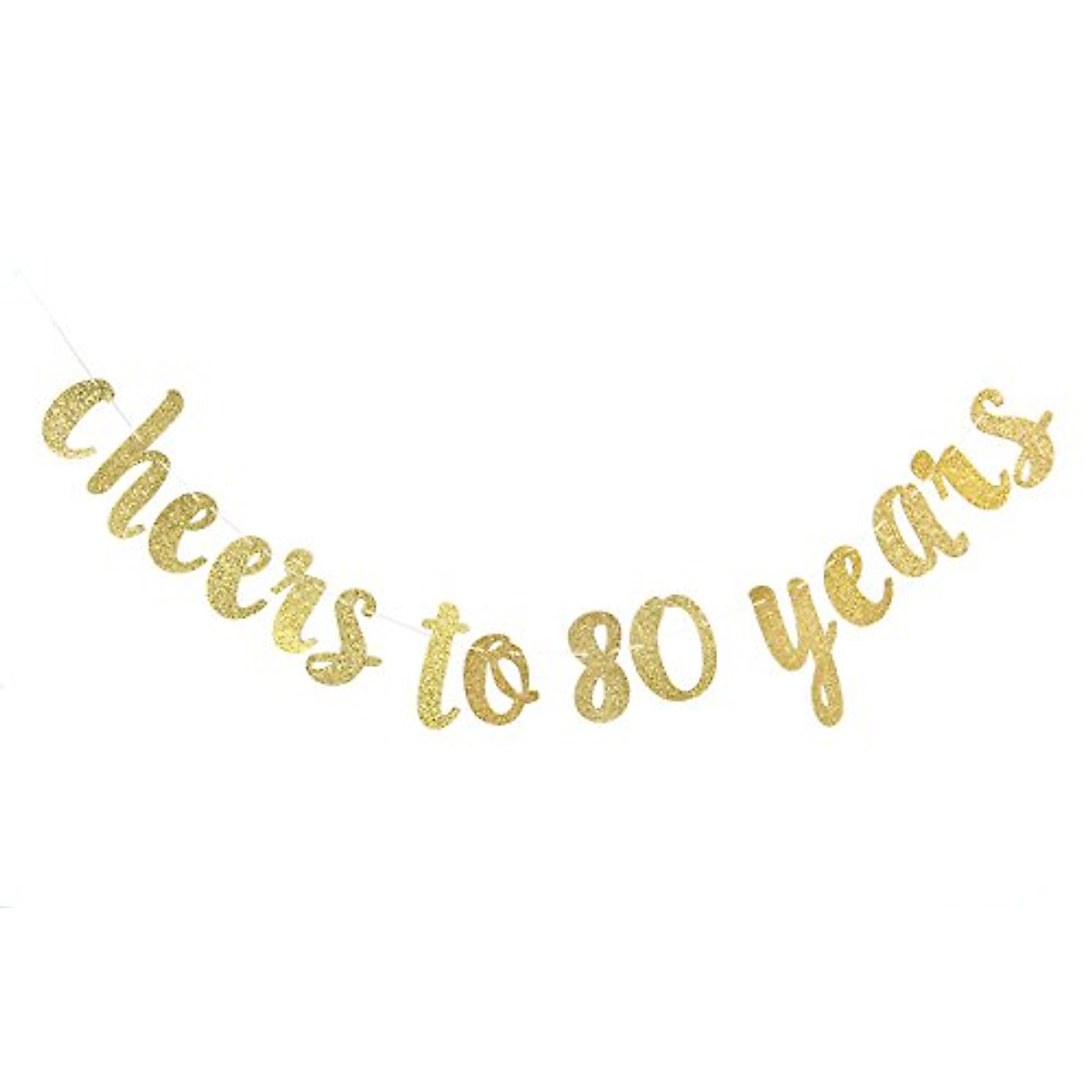 Cheers to 80 Years Banner - Happy 80th Birthday Party Decorations - 80th Wedding Anniversary Decorations-Gold