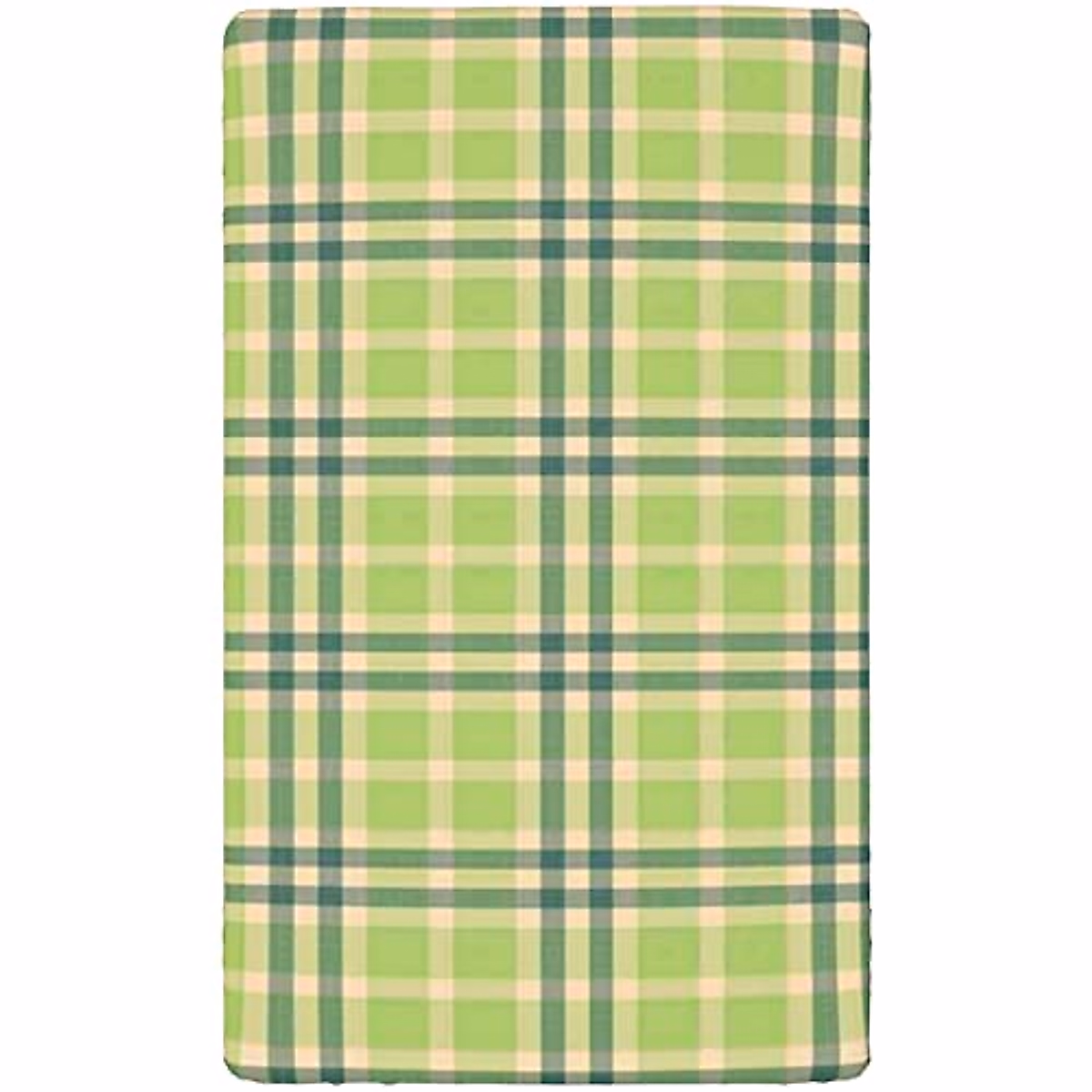 Plaid Themed Fitted Mini Crib Sheets,Portable Mini Crib Sheets Toddler Bed Mattress Sheets-Great for Boy or Girl Room or Nursery,24“ x38“,Beige Green Hunter Green