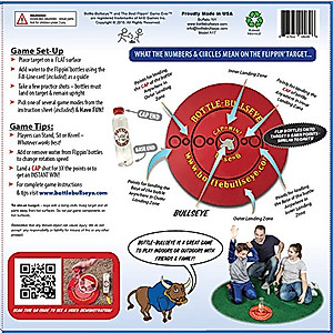 Bottle-Bullseye™ Official Travel Kit - Fun Indoor & Outdoor Game Like Darts. Play Almost Anywhere: Parties, picnics, Camping, Tailgating. Durable Weatherproof Target & Bottles are Made in The USA!!