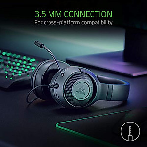 Razer Kraken X Ultralight Gaming Headset: 7.1 Surround Sound - Lightweight Aluminum Frame - Bendable Cardioid Microphone - for PC, PS4, PS5, Switch, Xbox One, Xbox Series X|S, Mobile - Black
