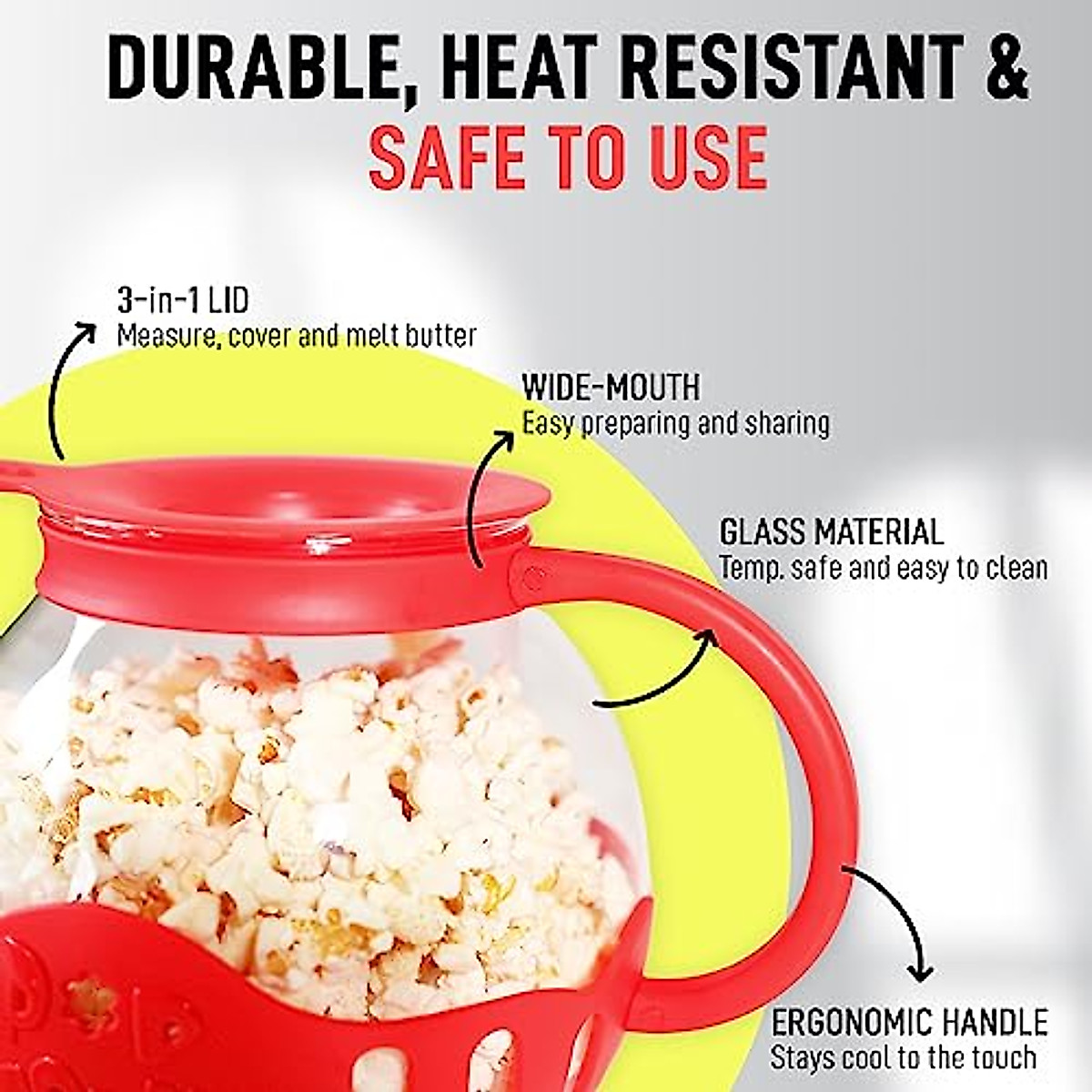 Orchid Child Pop-perly Microwave Popcorn Popper - Effortlessly Make Delicious Popcorn at Home - BPA-Free, Heat-Resistant, Borosilicate Glass Body - Perfect for Movie Nights and Snacking - 3 Quart Pop Corn Maker