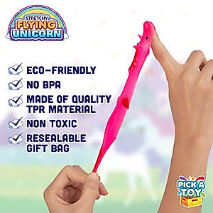 Pick A Toy Unicorn Favor Toys for Girls and Boys, 24 Pcs Rubber Finger Flicker Stretchy Slingshot for Kids, Birthday Goodie Bag, Unicorn Party Favors, Classroom Treasure Chest Treats