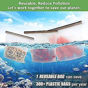 Tinsirone Reusable Food Storage Bags, 6 Pack Silicone Food Storage Bags,Leakproof Silicone Bags for Food Storage, Durable, Dishwasher Safe