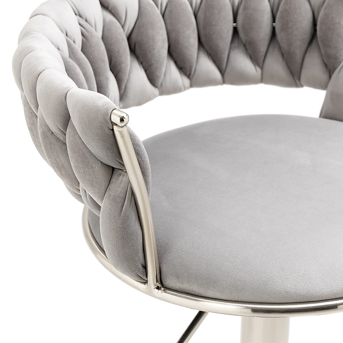 Keainvren Velvet Wave Hollow Barstools Set of 2, Modern Adjustable Swivel Bar Height Chairs Counter Stools with Back for Home Bar Kitchen Island Dining Rooms