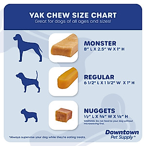 Downtown Pet Supply - Monster Yak Cheese Himalayan Dog Chews - Natural Dog Treats - Dog Dental Care & Plaque Remover for Teeth - Rawhide-Free Dog Chews with Zinc, Calcium, Vitamin D