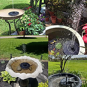 Solar Fountain, Solar Powered Bird Bath Fountain Pump with 4 Nozzles 1.4W Solar Panel Kit Water Pump, Outdoor Watering Submersible Pump for Pond, Pool, Garden, Fish Tank