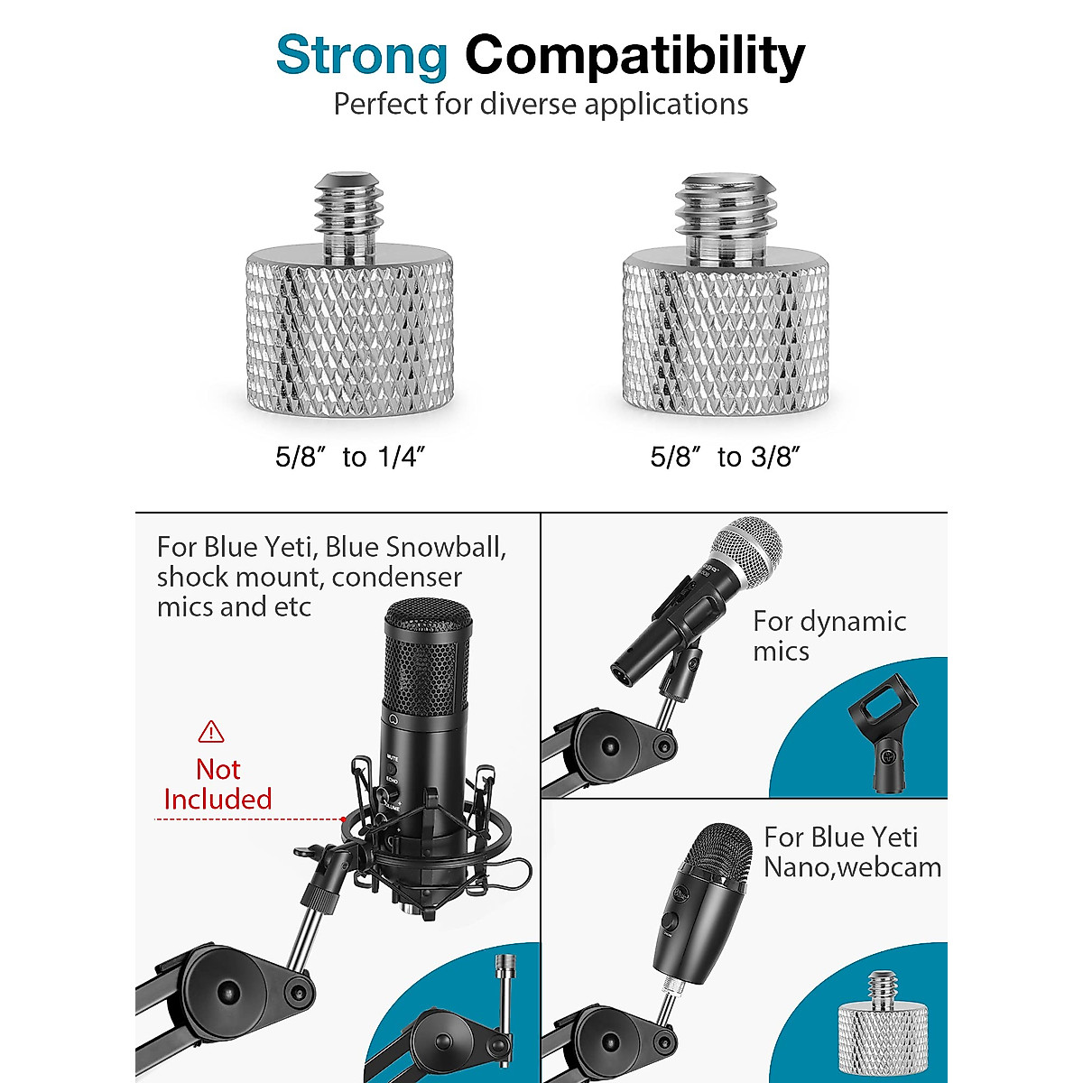 InnoGear Microphone Arm Stand, Heavy Duty Suspension Mic Boom Scissor with Mic Clip,Pop Filter,Windscreen,5/8in to 3/8in,5/8in to 1/4in Adapter,Cable Ties for Blue Yeti Nano Snowball Other Mics Black