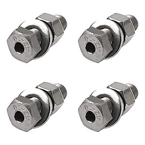 Rrina 4Pcs 304 Stainless Steel Cylindrical Hollow External Hexagon Screw Lamp Threading Through Hole Bolt with Washers Nut (M12x35)