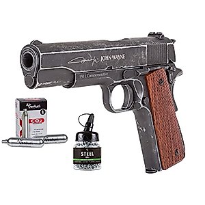 Air Venturi John Wayne 1911 CO2 BB Gun Air Pistol Bundle (Includes Air Venturi CO2 & BBS)