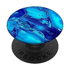 Blue-Marble-Effect - Light-Blue-Marbled-Design PopSockets PopGrip: Swappable Grip for Phones & Tablets