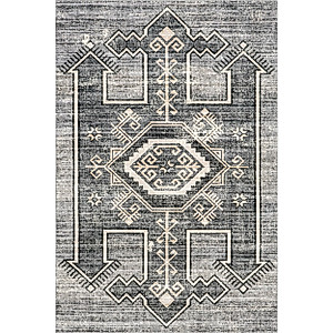 Rugs USA x Lauren Liess Sagebrush Geometric Machine Washable Area Rug, 9x12, Grey