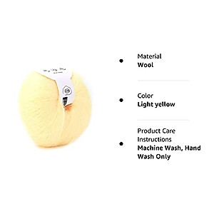 Yarn Mohair E11Wool Yarn for Knitting Soft Mohair Knit Long Wool Yarn DIY Scarf Crochet Thread Supplies (with A Crochet)(Light Yellow)