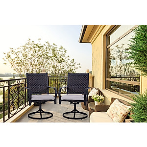 Sophia & William Outdoor Swivel Dining Chairs with Cushion Wicker Patio Rattan Chairs Set of 2 Support 350 lbs for Garden, Lawn, Balcony and Poolside All Weather