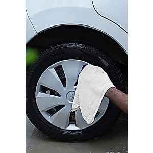 STF Linen Cotton Shop Towels White – (Pack of 150) Size 14x14 Inches Cleaning Rags – Absorbent Shop Rags and Multipurpose Cleaning Towels for Automobiles, Industries, Garage and Homes