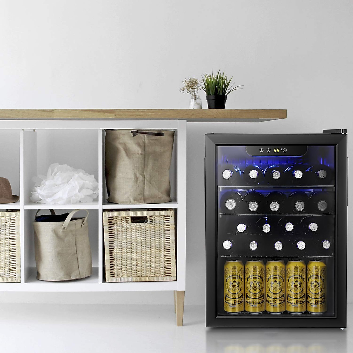 Antarctic Star 24 Bottle Wine Cooler/Cabinet Beverage Refrigerator Small Mini Wine Cellar Beer Soda Clear Glass Door Bar Fridge Quiet Operation Compressor Adjust Temp Control Freestanding, 2.4 Cu. ft…