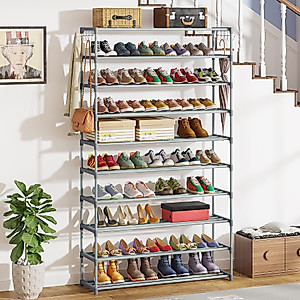 Tribesigns 10 Tiers Shoe Rack Shoe Shelf Large Capacity Shoe Organizer Tall Shoe Storage for Closet Entryway, Space Saving Shoe Tower for Living Room Hallway