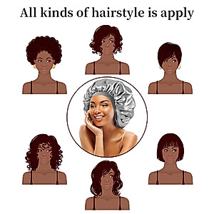 Facynos Large Women Silk Satin-Bonnet - Extra Soft Elastic Band Sleeping Caps for Curly Dreadlock Braid Hair