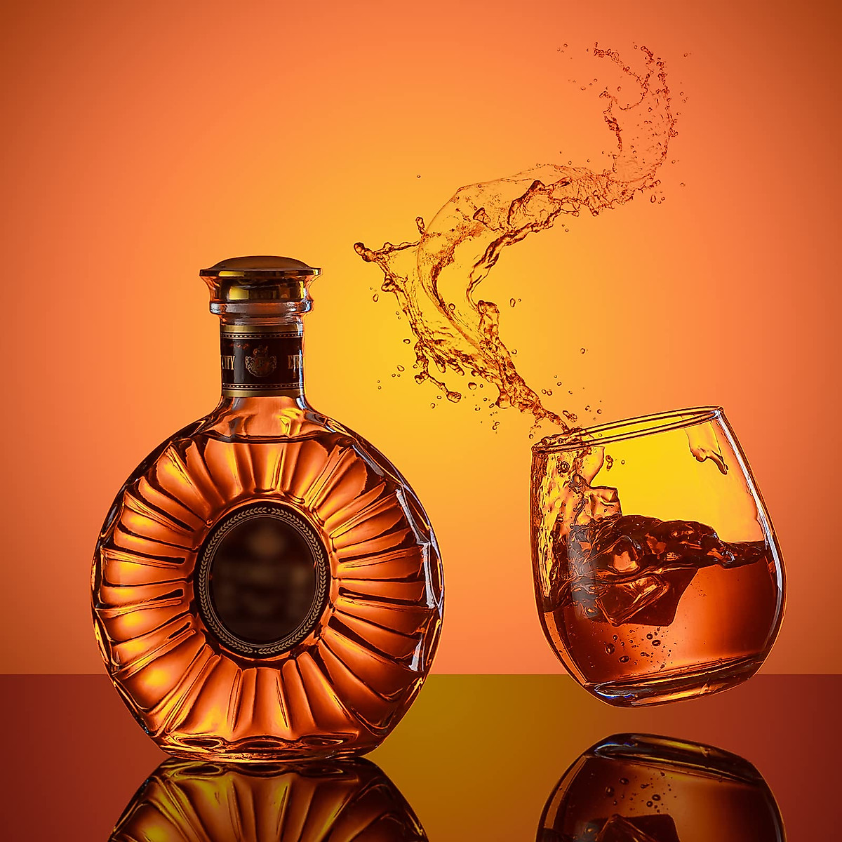 eventpartener Stemless Wine Glasses, 15 oz Crystal Wine Glasses Set of 6 wtih 2 Wine Bottle Stoppers, Drinking Glasses, Smooth Rim Wine Elegant Glass Tumbler for Red and White Wine, Cocktail, Juice