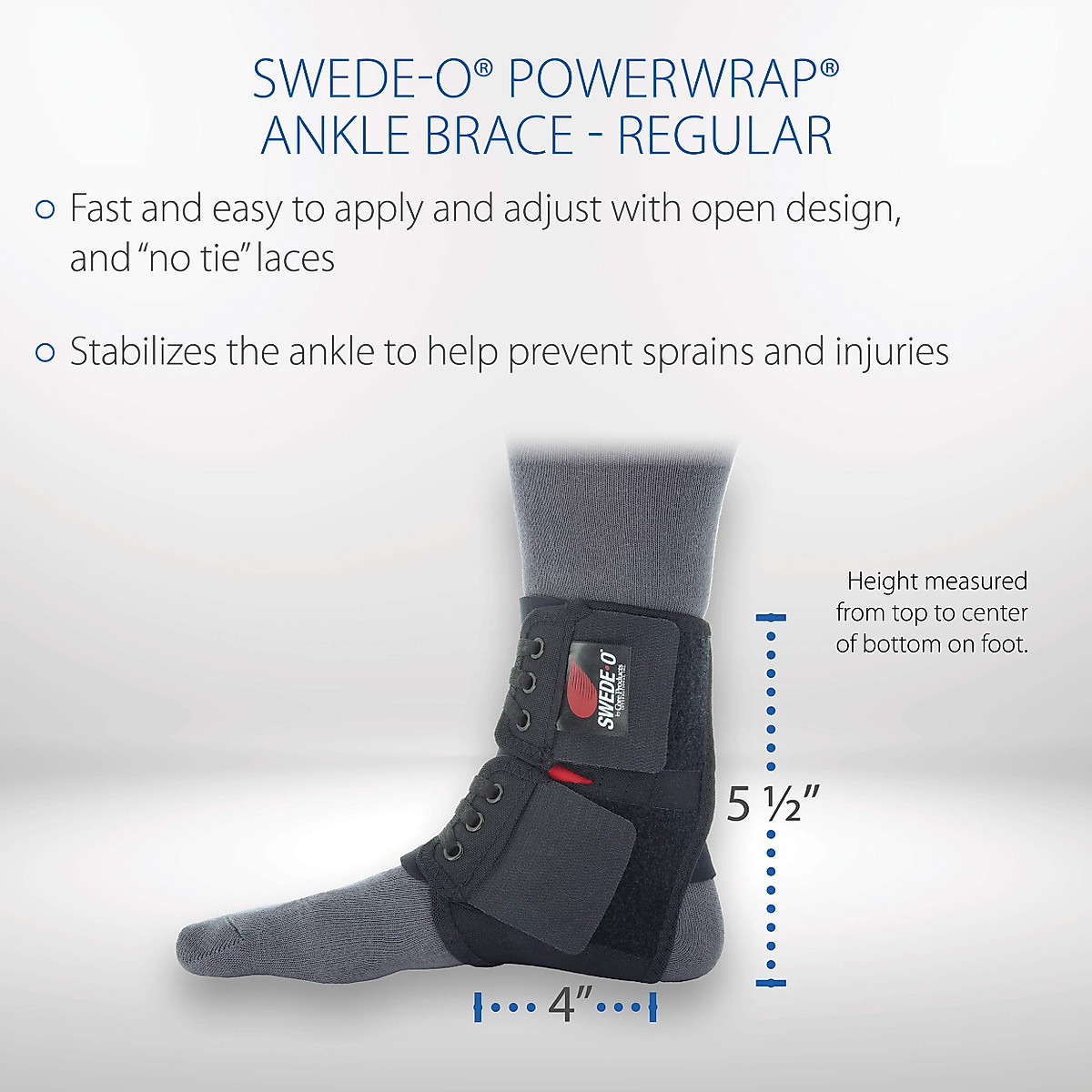 Core Products Swede-O PowerWrap Stabilizing Ankle Brace, No-tie Laces, Adjustable & Reinforced, Black, Regular