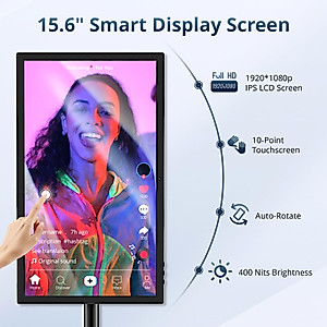 YIXZSWD 15.6" Digital Signage Displays&Interactive Kiosks,LCD 10 Points Capacitive Touch Screen Advertising Displays with Adjustable Floor Stand and Screen Mirroring Function, Android 11 OS, 4+64GB
