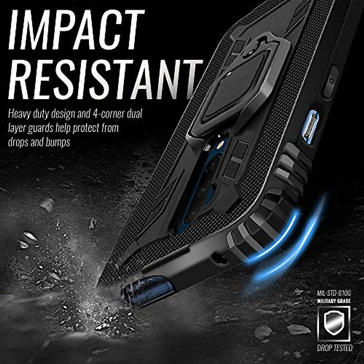 Shields Up OnePlus 7 Pro Case | 10ft. Drop Tested | Carbon Case | Ultra Slim | Lightweight | Scratch Resistant | Shockproof Rugged Protective Cover with Kickstand for OnePlus 7 Pro/ 1+7 Pro -Black