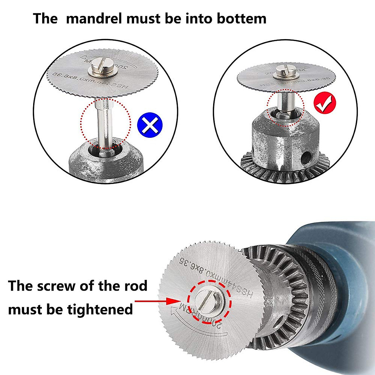 Saiper 12pcs/2Sets HSS Circular Wood Cutting Saw Blade Discs with 2pcs 1/8" Shank Extension Rod for Dremel Rotary Tool Mandrel