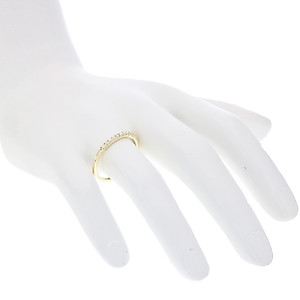 Vir Jewels 1/10 carat (ctw) Petite Diamond Wedding Anniversary Band for Women, Round Diamond Engagement Ring 10K Yellow Gold 10 Stones Prong Set 0.10 cttw, Size 8