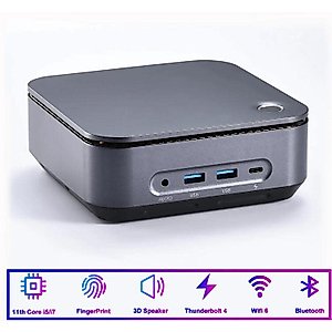 KAMRUI Thin Client Mini PC 11th Intel 4-Core i7-1165G7 Iris Xe Graphics 16GB DDR4 RAM 512GB NVMe SSD WiFi AX BT HDMI DP Thunderbolt4 RJ-45 Fingerprint Build-in Speaker Windows 11 Pro