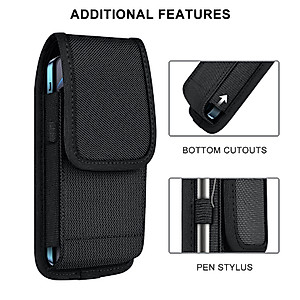 ykooe Cell Phone Pouch Nylon Belt Holster Case Compatible with Galaxy S25/S24/S23/S22 Ultra A16 A15 A14 A13, Moto G Stylus/Power/Play, Pixel 8/7 Pro, TCL OnePlus T-Mobile, Black - XXL