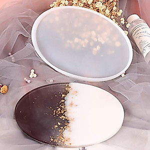 ARTIBETTER Pack of 3 Silicone Resin Tray Molds Oval Shaped Crystal Epoxy Platter Molds Coaster Resin Casting Molds for DIY Desktop Decoration