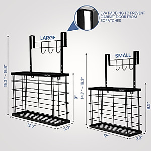 SPACIOR 2 Pack Over the Cabinet Door Organizer Holder with Multipurpose Hooks. Kitchen Cabinet Door Organizer and Storage for Baking Sheets, Foil Wraps&Cleaning Supplies - Hanging Cutting Board Holder