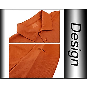 BIYLACLESEN Mens Jersey Polo Shirt Tactical Military Shirt Dry Fit Casual Solid Golf Polo Shirt Hunter Polo Shirts Golf Shirts Long Sleeve Orange