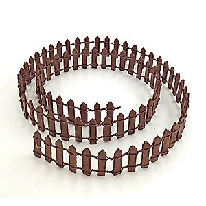 Galaoma 40 Inch Miniature Fairy Garden Micro-Landscape Ornament Trim Fence Small Flower Plant Pot Best Decor Christmas Moss Wooden Crafts DIY Brown