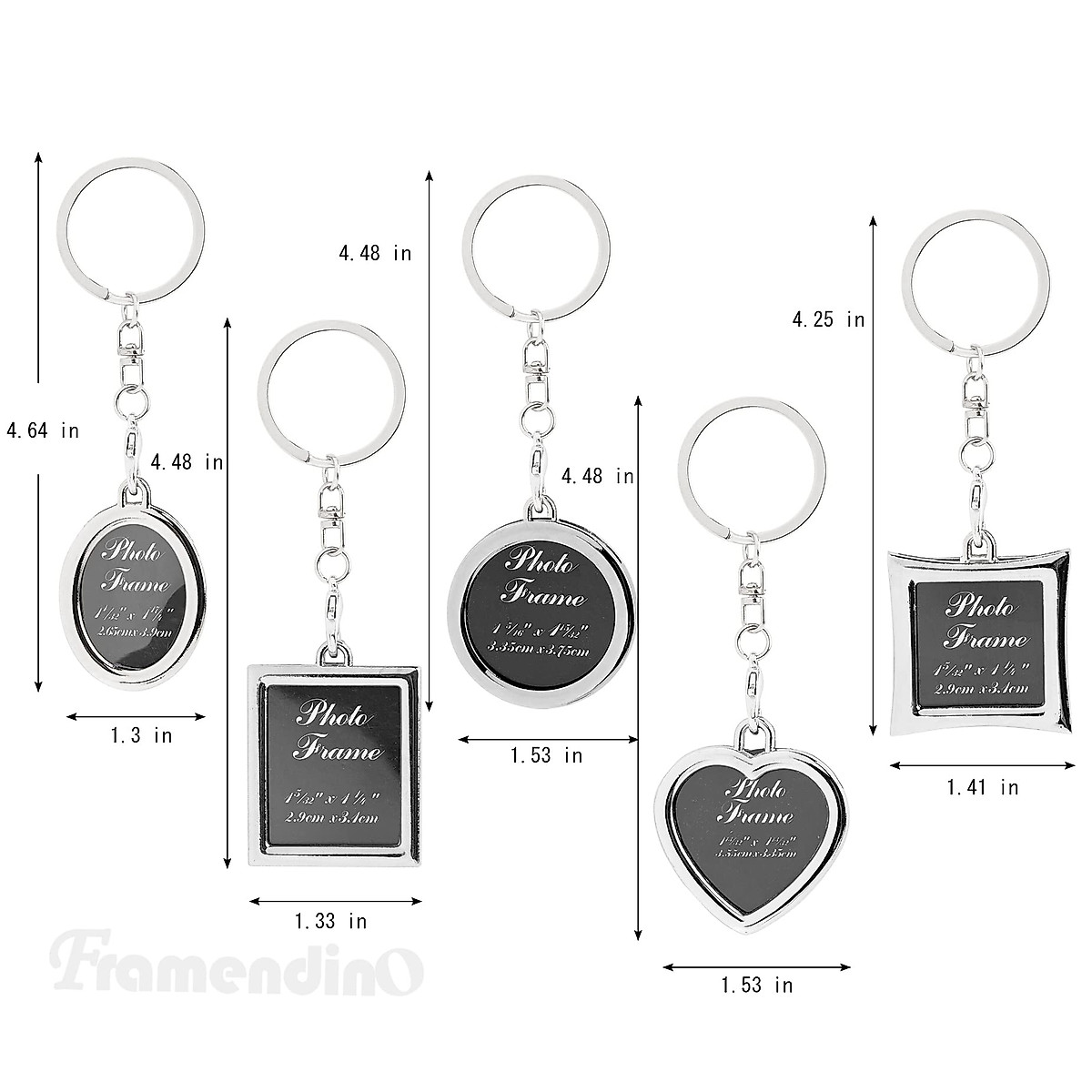 Framendino, 10 Pack Mini Photo Keychain Set Metal Frame Keychain Pictures Holder Detachable Key Chains DIY Photos Key Ring Pack Locket Photo Frame Key Rings for Wedding Birthday Gift