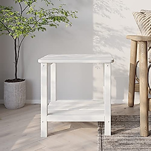 BASCWIHOM Outdoor Adirondack Side Tables, HDPE Weather Resistant Outside End Tables with 2 Shelves for Patio, Backyard, Pool, Indoor Outdoor Companion, Easy Maintenance & Waterproof,