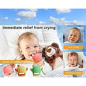 2 Packs Baby Teething Toys for Babies 0-6month,Silicone teether Toysfor Babies 3-12month, with Storage Case Easy to Carry and Keep Clean, Sore Gums Relief Infant teether (Pink + Green)