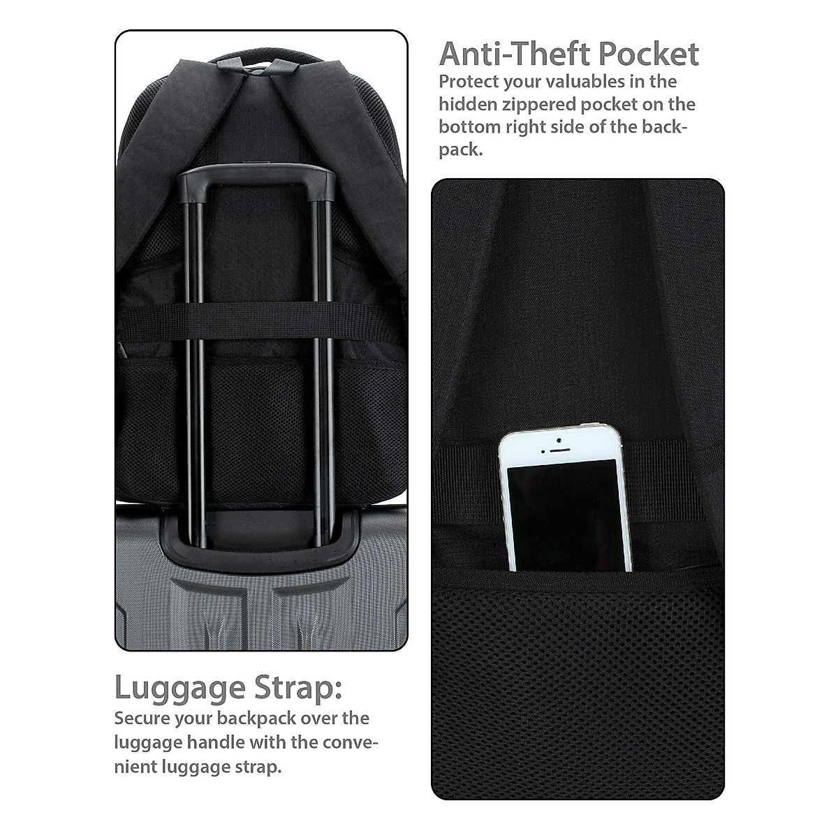 Rockland Business Pro USB Laptop Backpack, Black, Large