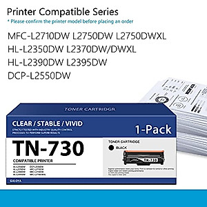 GULOYA TN730 TN-730 Toner Cartridge Black High Yield 1 Pack Compatible Replacement for Brother TN7301PK MFC-L2710DW L2750DW HL-L2350DW L2370DW/DWXL DCP-L2550DW Printer Toner